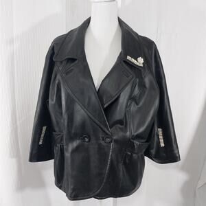 Avanti | Jackets & Coats | Avanti Black Genuine Leather 34 Sleeve Poufy ...